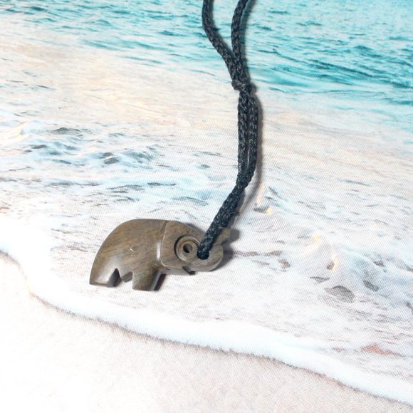 Jewelry | Peru Handcarved Natural Wooden Elephant Pendant Necklace A ...